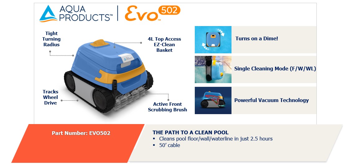 Aqua Products Evo 502 Robotic Pool Cleaner by Polaris